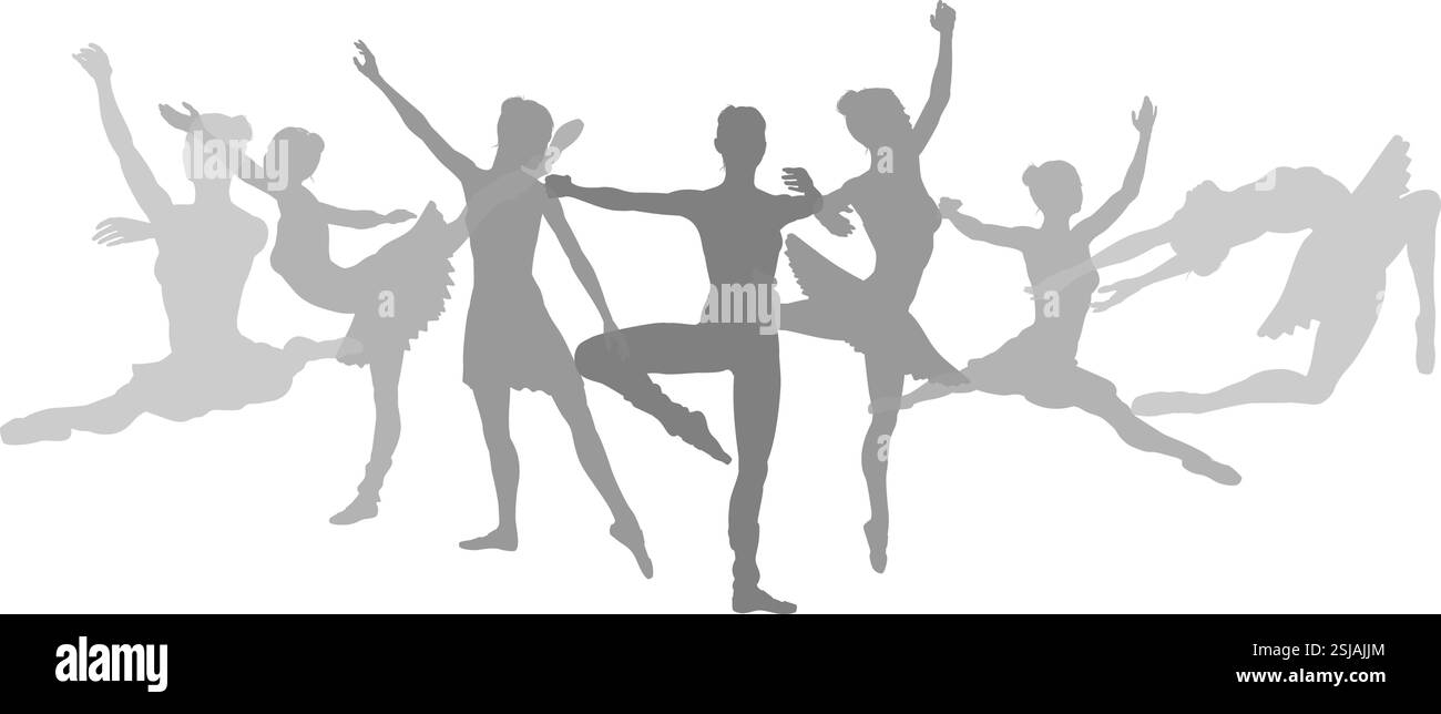Ballet Dancer Silhouette Dancers Poses Silhouettes Stock Vector Image ...