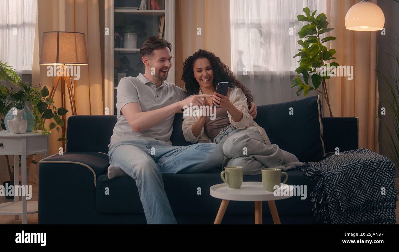 Multiracial positive happy couple family Caucasian man guy male ...