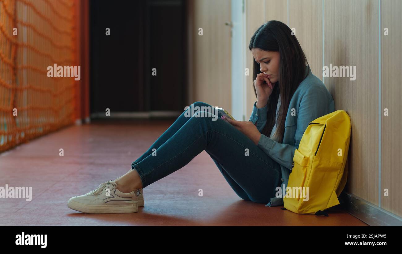 Sad upset failure stress pensive thinking girl female woman student ...