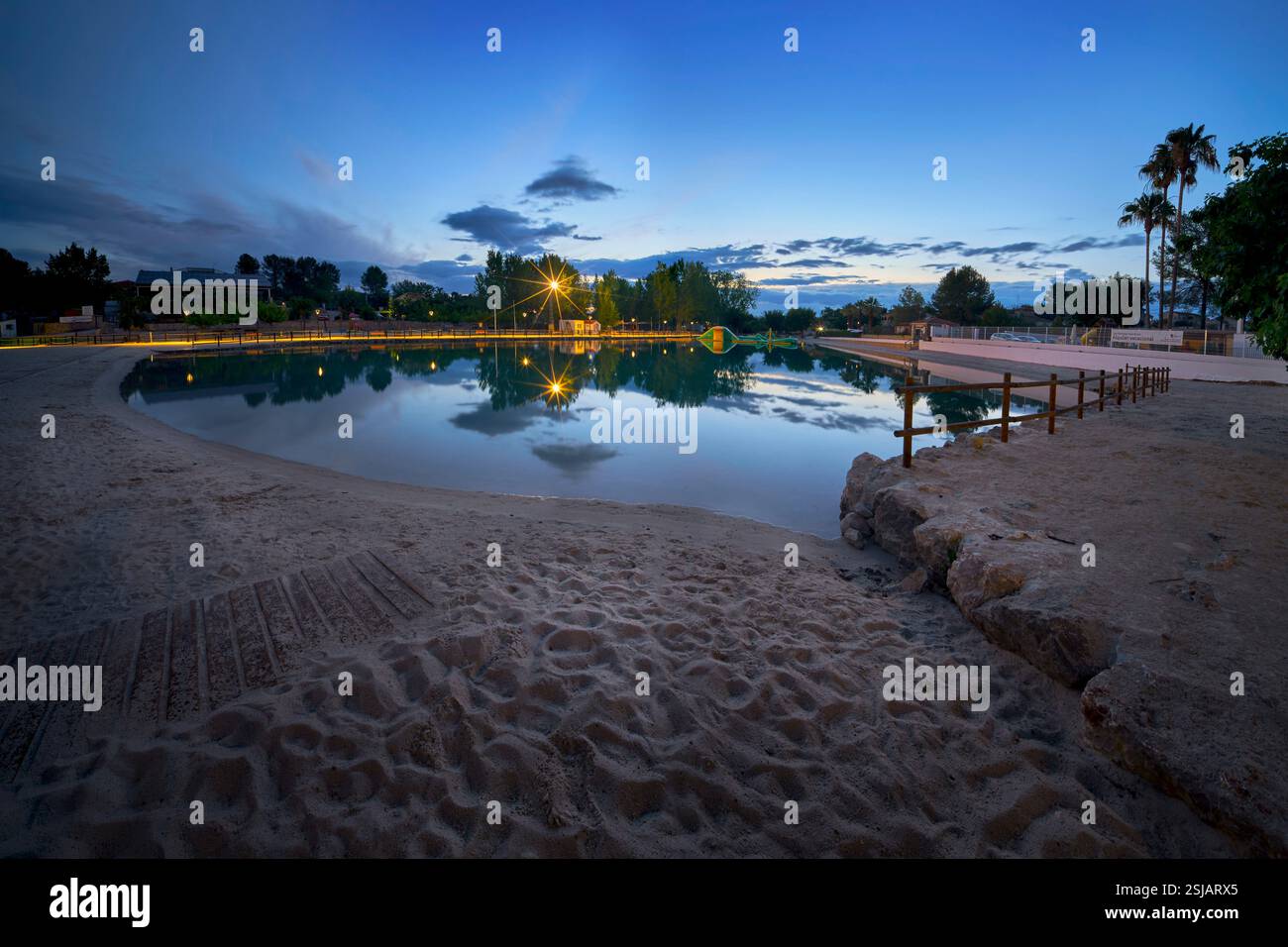 Natural beach inland Valencia, called Playamonte, before sunrise Stock ...
