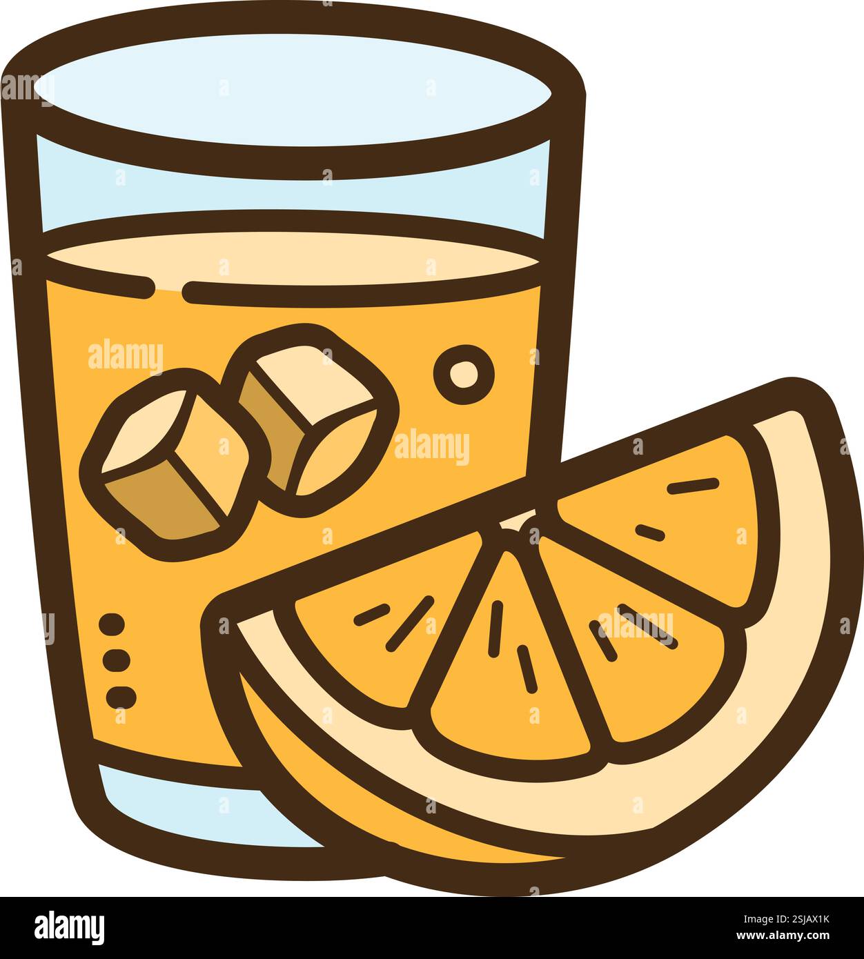 Orange drink vector doodle illustration and graphic. Part of fresh ...