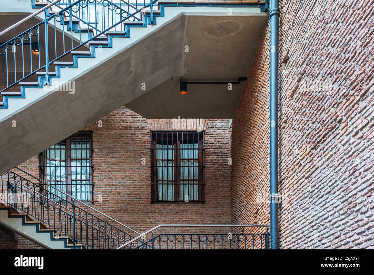 Barred windows and staircase of this 19th century El Zanjon Museum ...