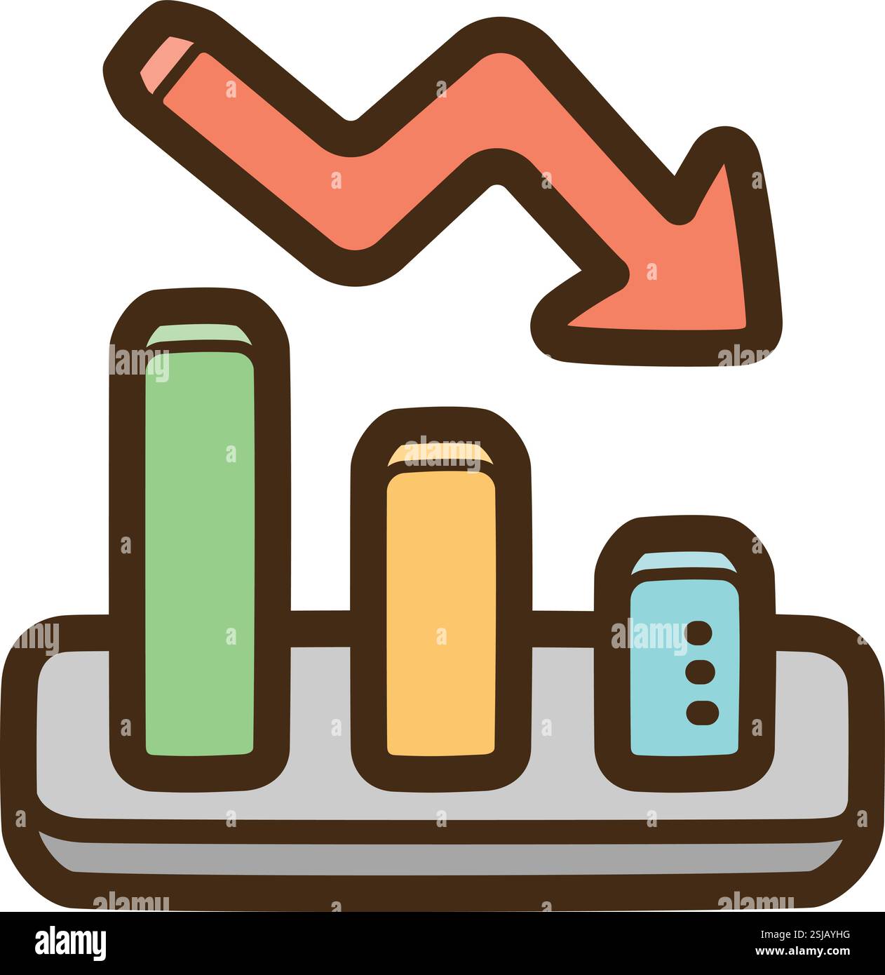 Market crash vector doodle illustration and graphic. Part of finance ...