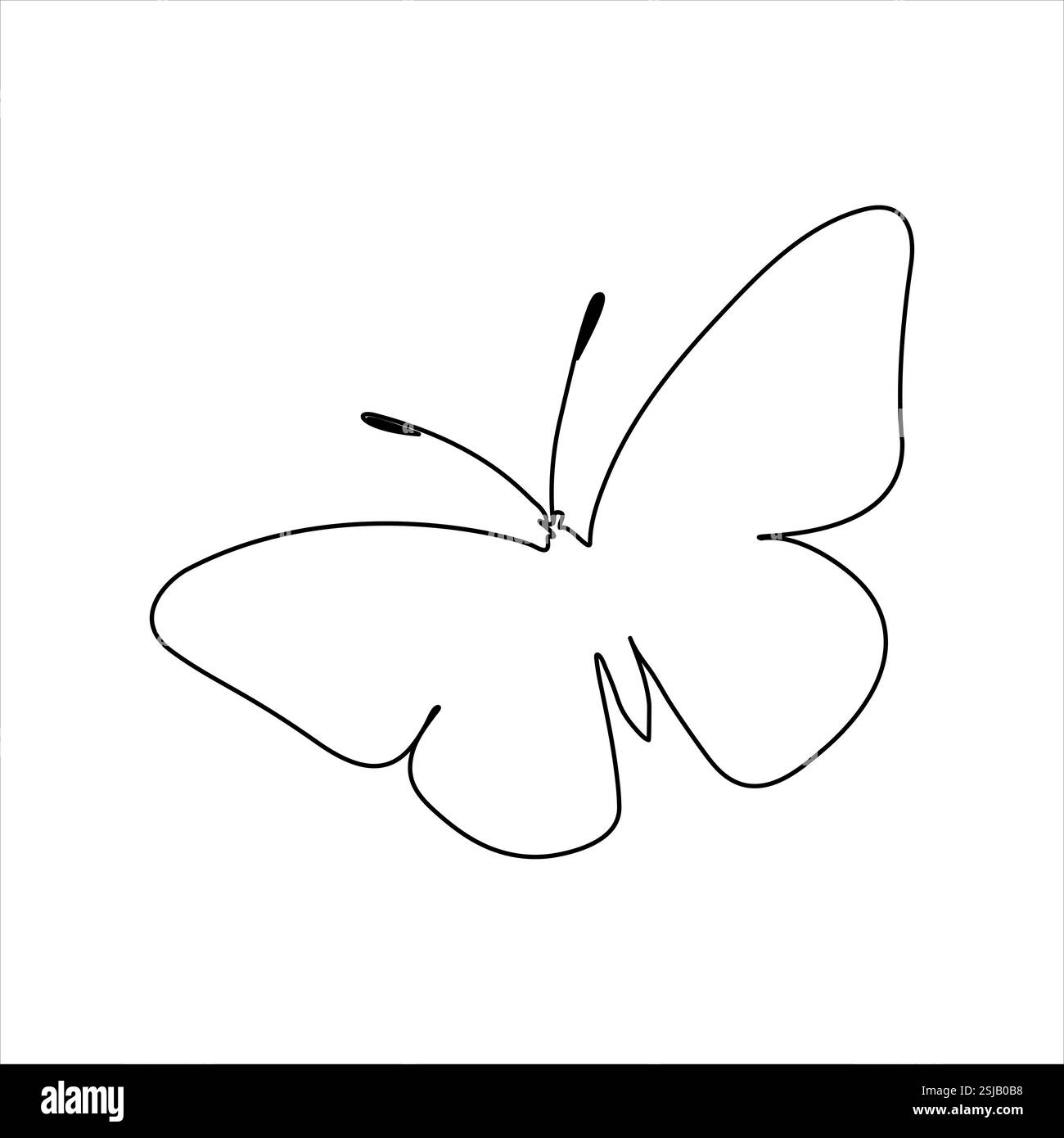 Continuous single line of butterfly outline vector illustration ...
