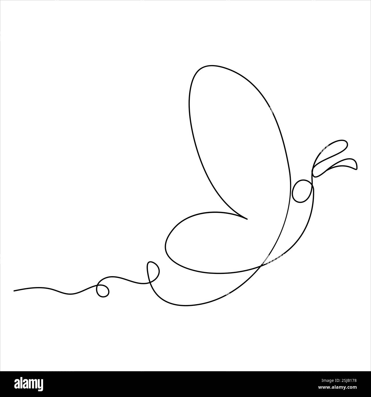 Continuous single line of butterfly outline vector illustration ...