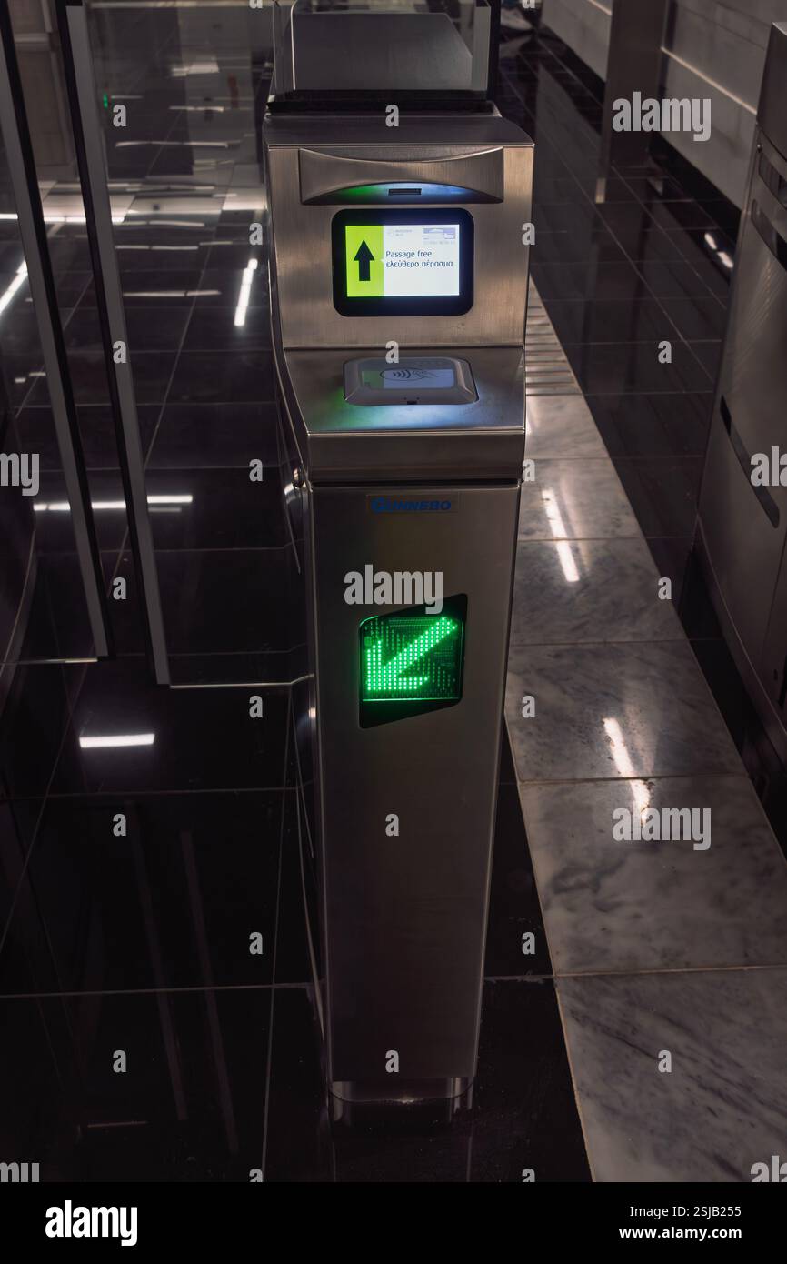 Thessaloniki, Greece modern metro station entrance and exit with ...