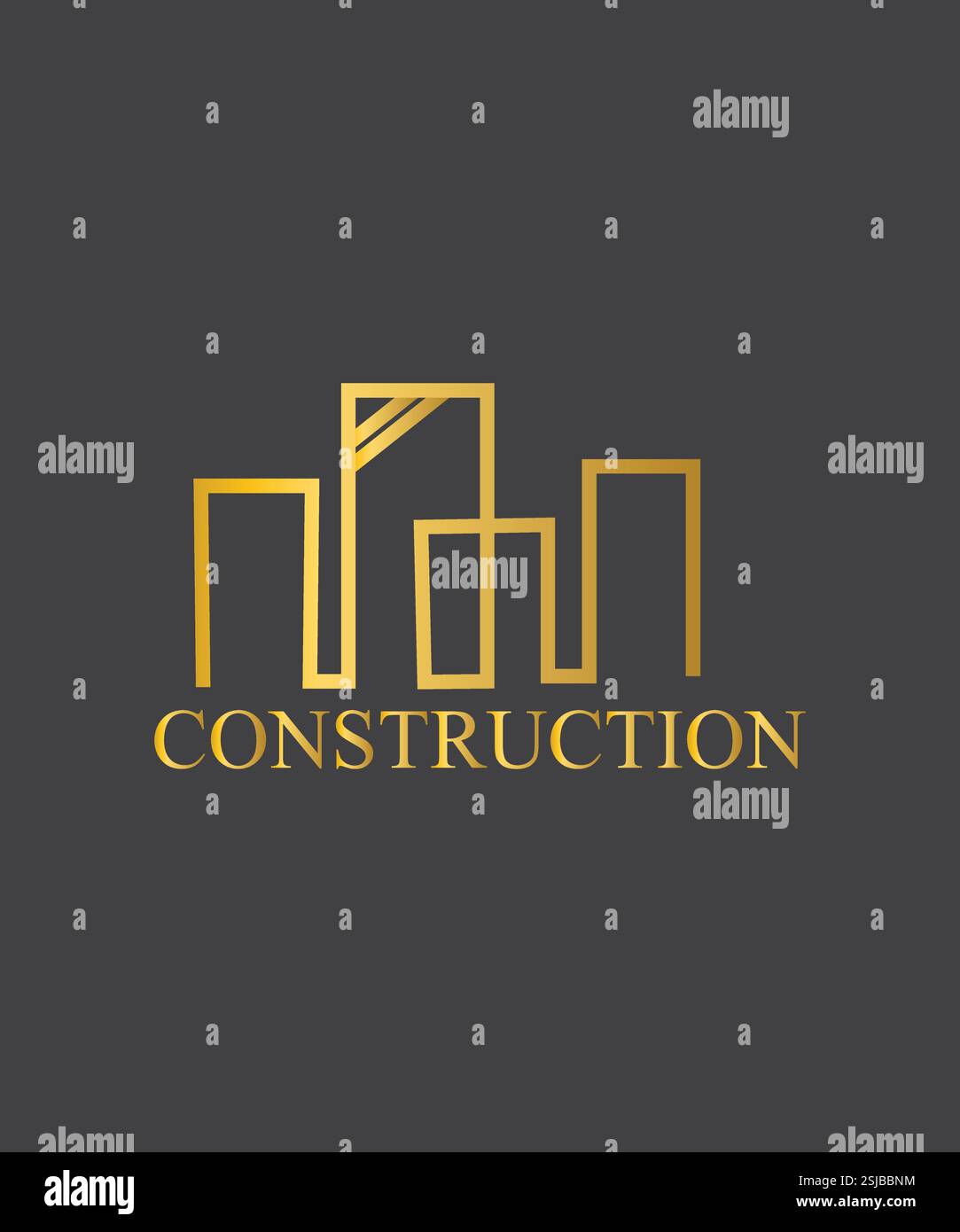 Abstract Line Art Building Logo, Golden Building Logo Design Stock ...