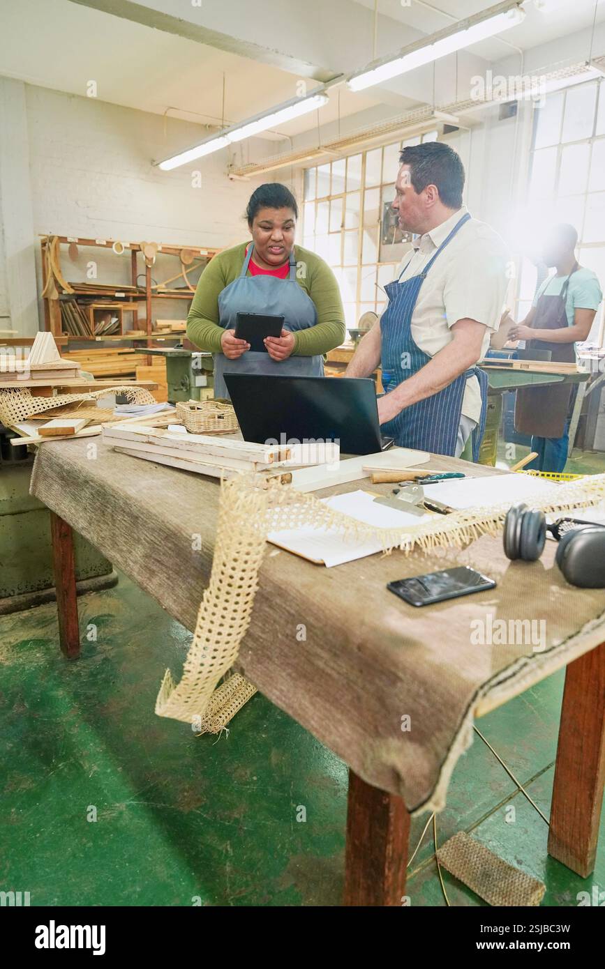 Visually impaired people in wood shop Stock Photo - Alamy