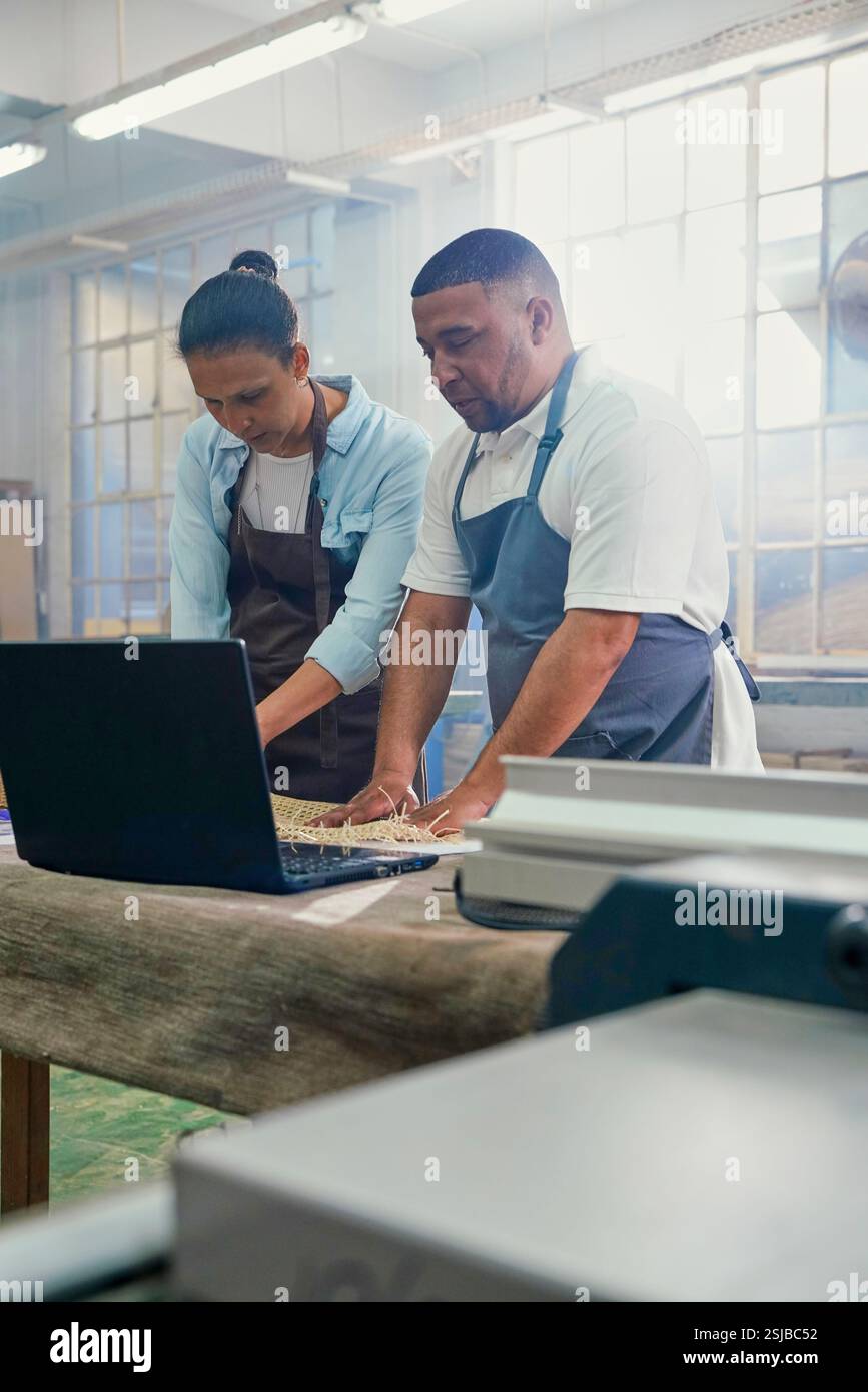 Visually impaired people in wood shop Stock Photo - Alamy