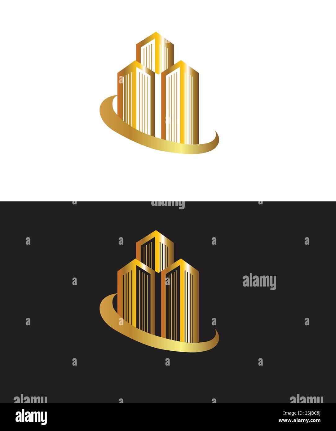 Abstract Line Art Building Logo, Golden Building Logo Design Stock ...
