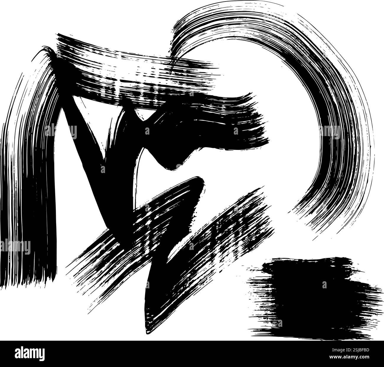 Random Free Hand Abstract Brush Hand Drawing. Vector Illustration Stock ...