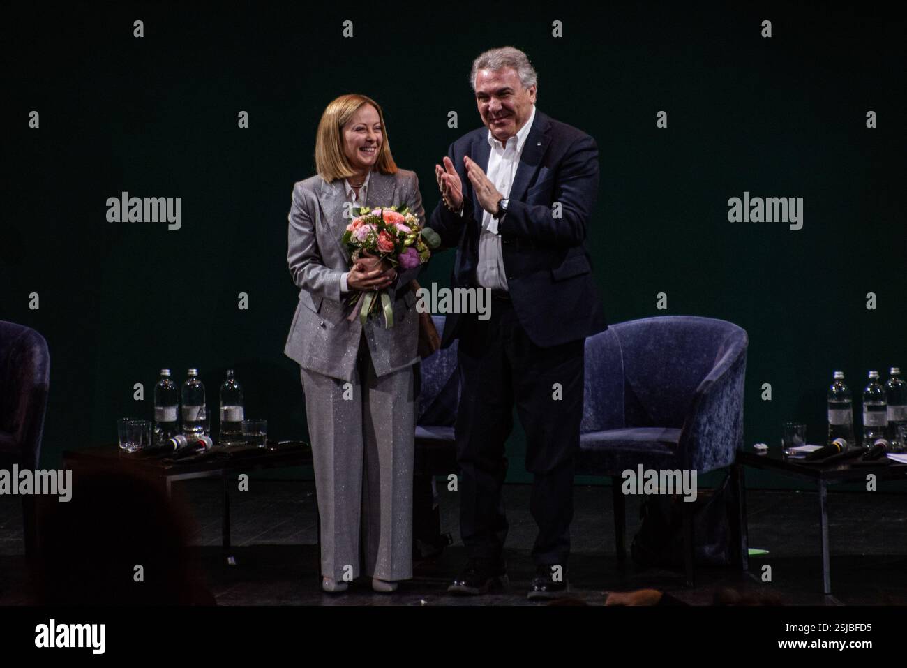 Rome, Italy. 11th Feb, 2025. Italian Prime Minister Giorgia Meloni (L ...