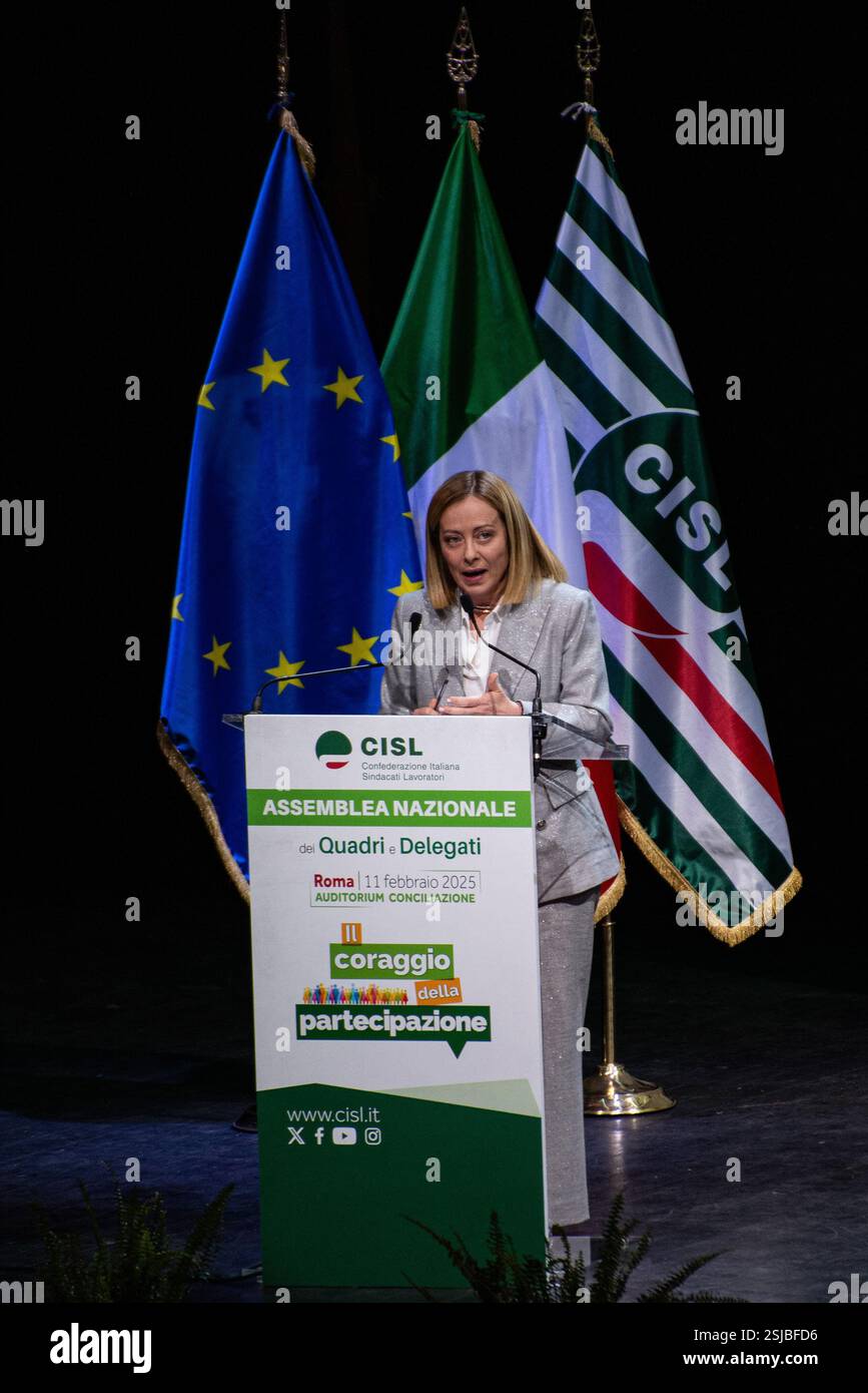 Rome, Italy. 11th Feb, 2025. Italian Prime Minister Giorgia Meloni ...