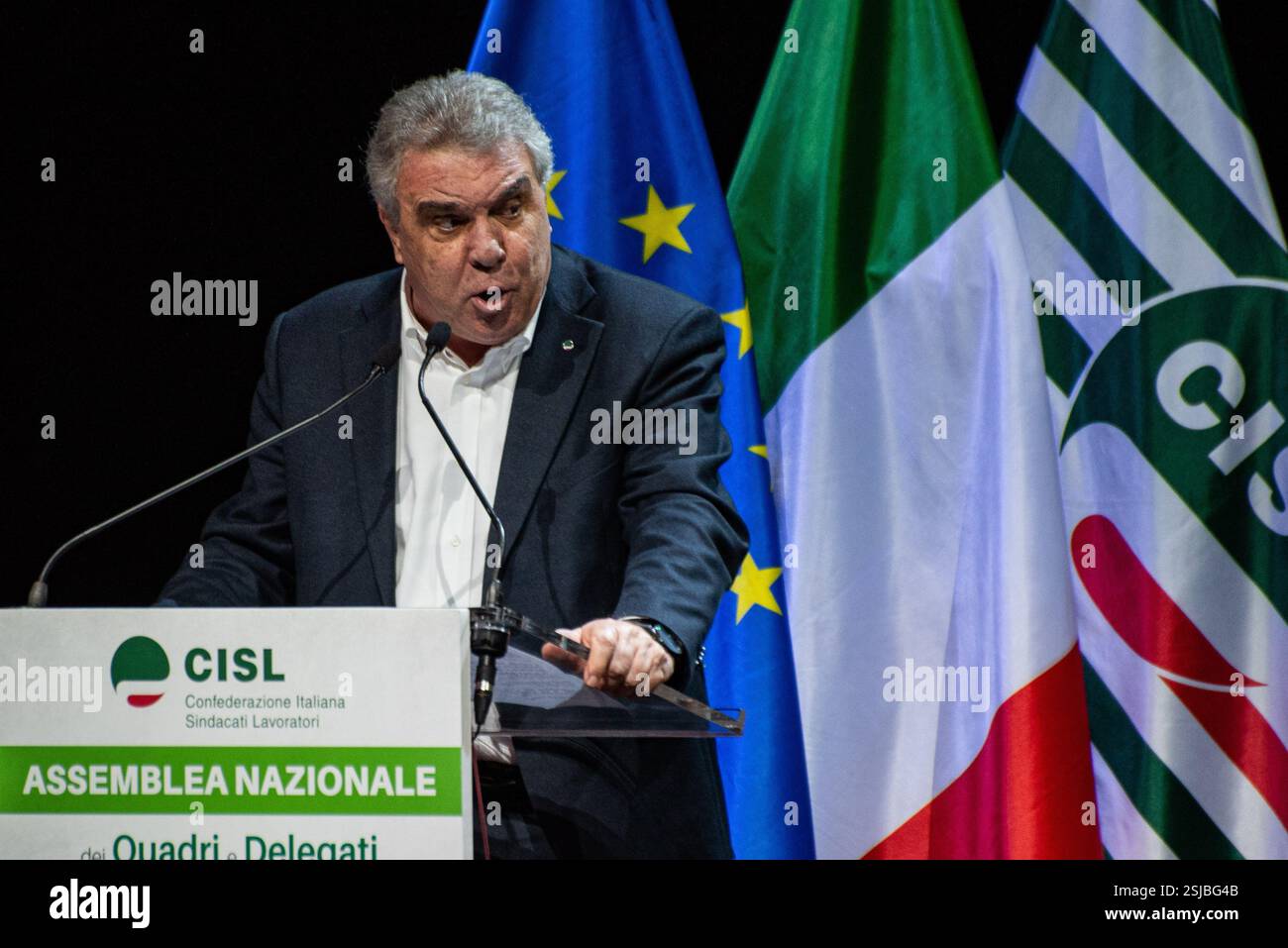 Rome, Italy. 11th Feb, 2025. CISL General Secretary Luigi Sbarra ...