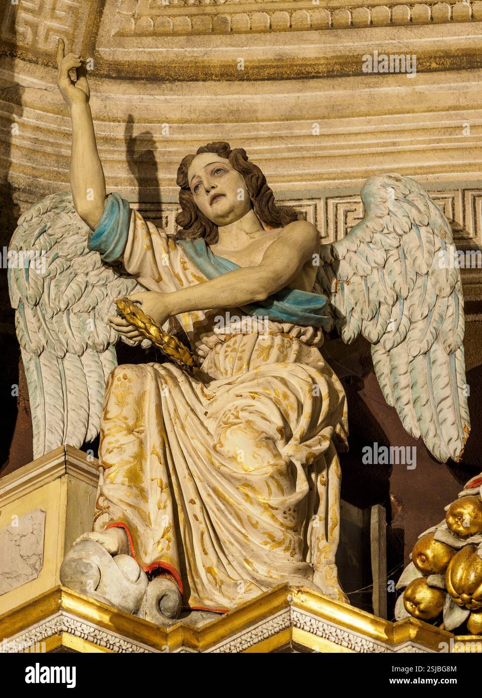 Winged angel detail from the altarpiece of the church of Saint Thomas ...
