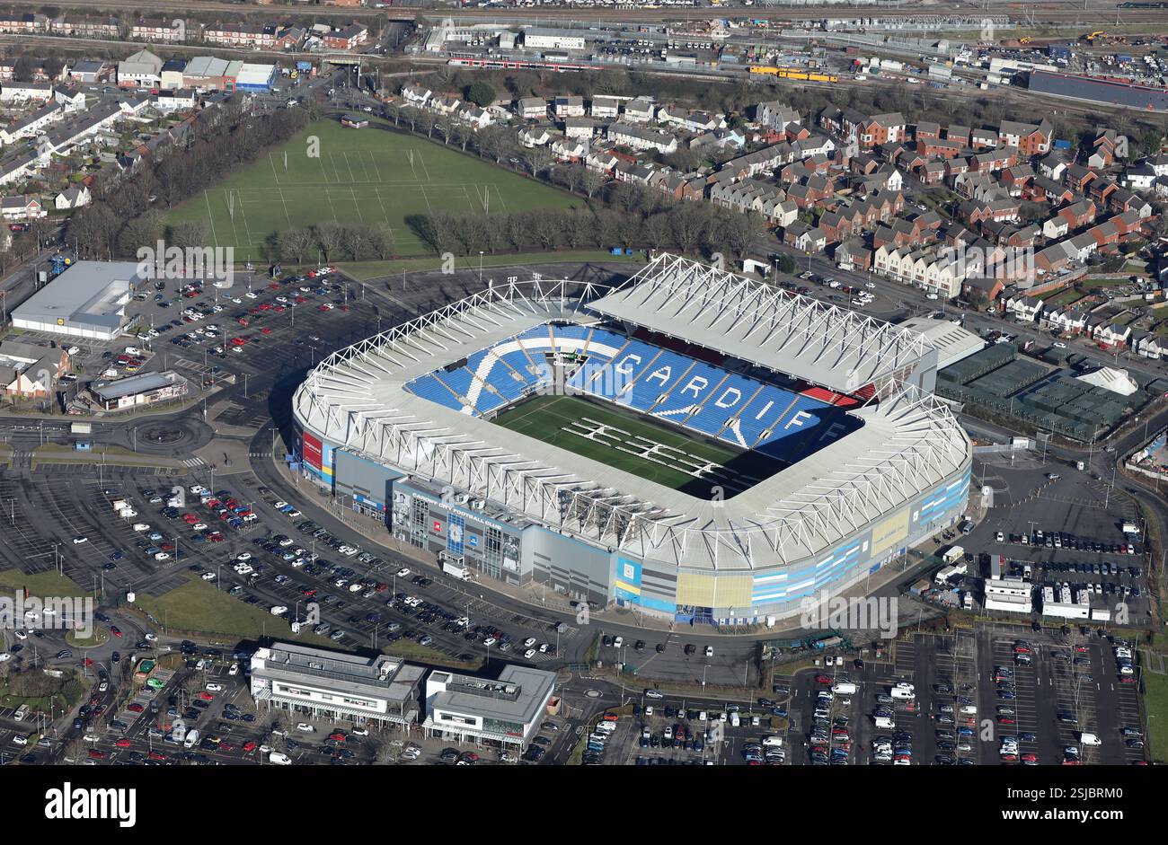 Aerial Photograph Of Cardiff City Football Stadium Stock Photo Alamy