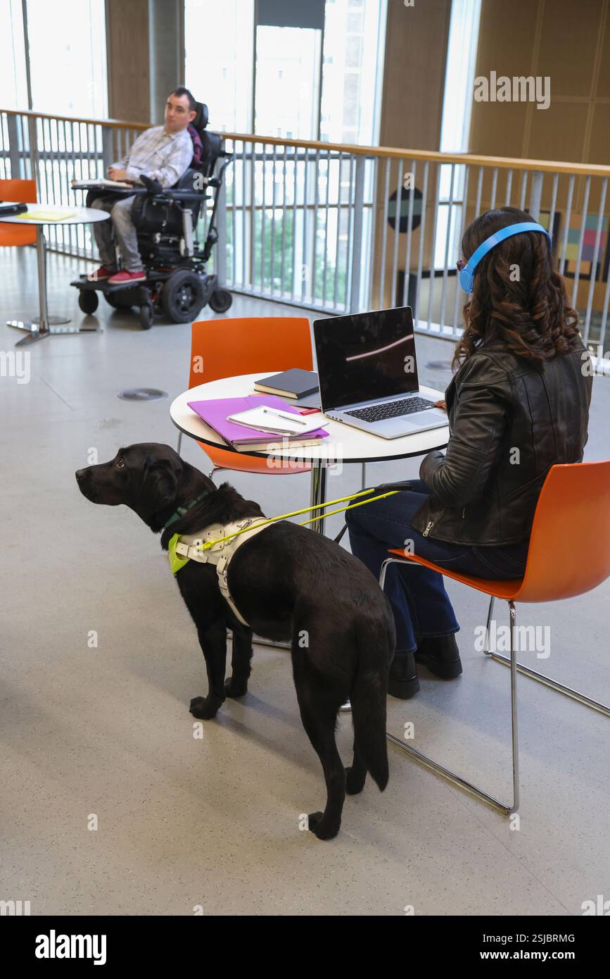 Woman eyeglasses headphones sitting hi-res stock photography and images ...