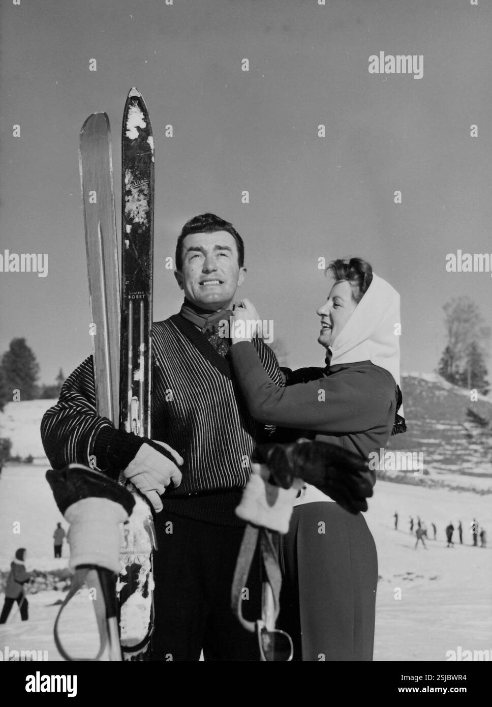 Louison Bobet und seine Frau, Ferien in der Schweiz, 1957#Louison Bobet ...