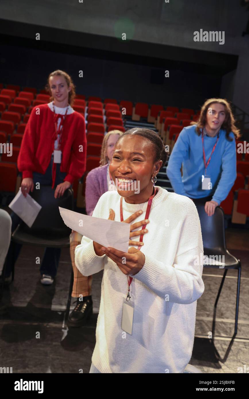 Group of disabled people on stage during rehearsal Stock Photo - Alamy