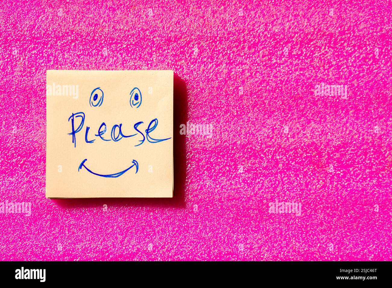 A yellow sticky note with "Please" written in bold, surrounded by a ...