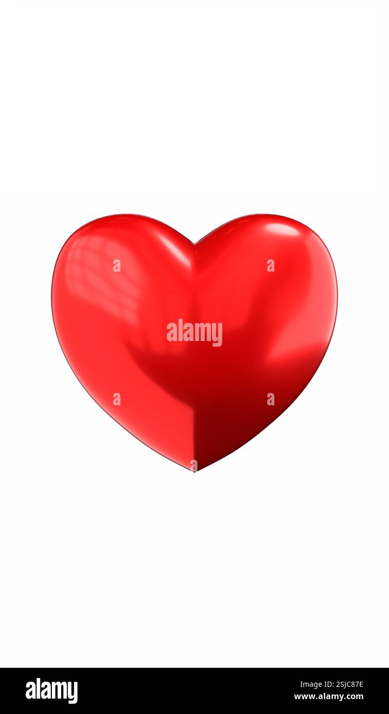 Single red heart isolated on white background - 3D illustration Stock ...