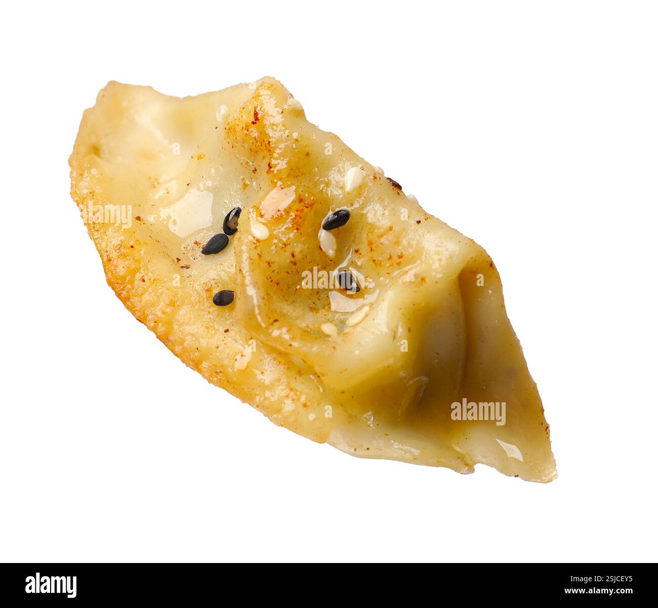 One fried gyoza dumpling isolated on white Stock Photo - Alamy