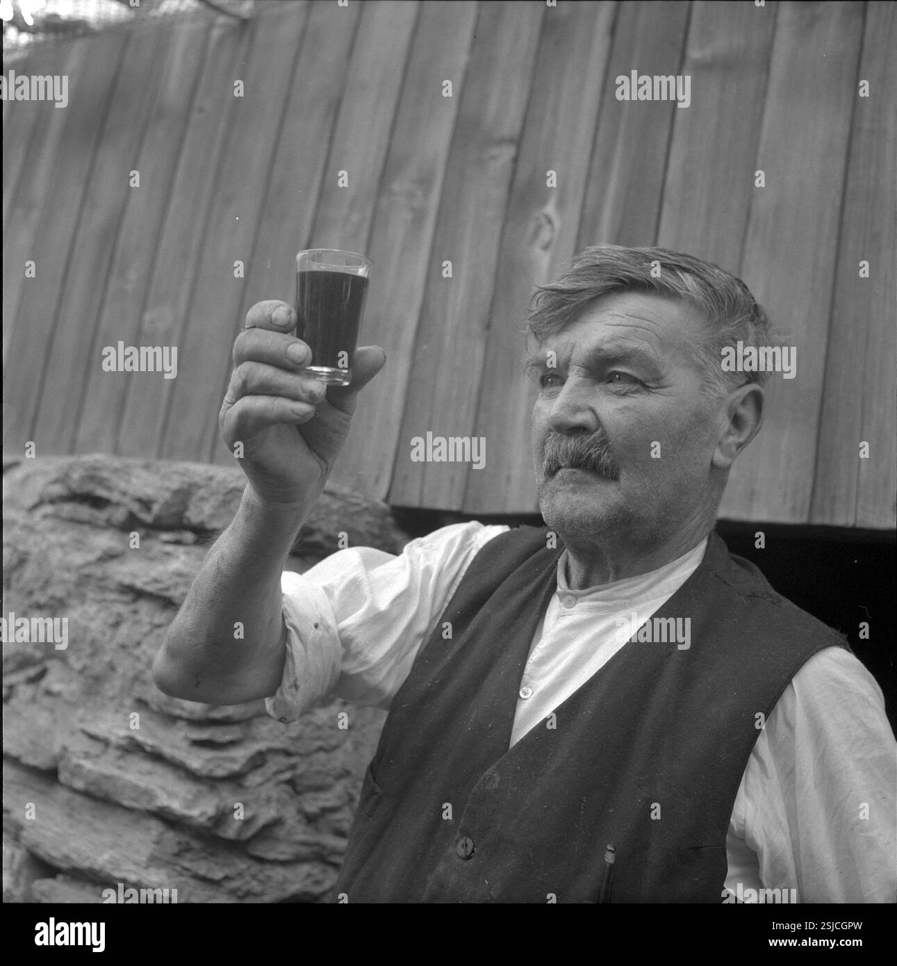 Alex Studer prüft den neuen "Heidenwein"; 1956#Alex Studer testing the ...