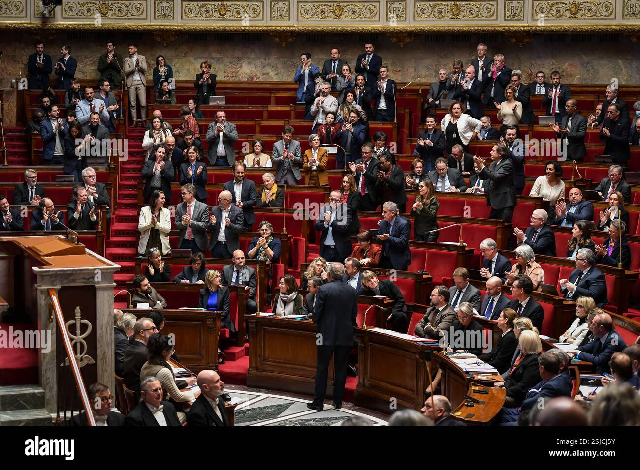 Paris, France. 11th Feb, 2025. French MPs applause after French MP for ...