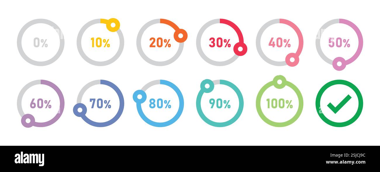 Infographic icon. loading circle and process 0 to 100 percentage ...