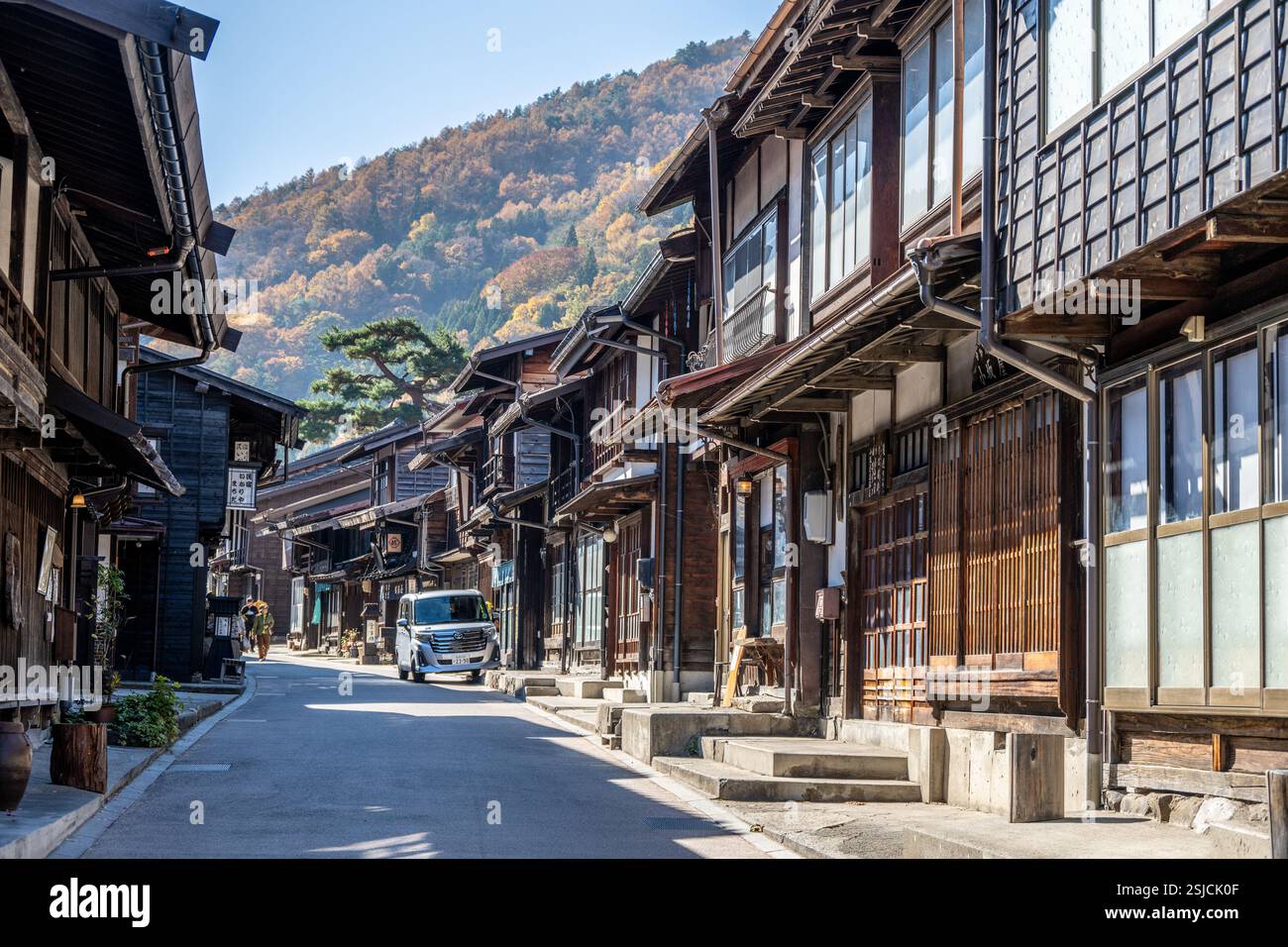 Narai Old Post Town with Wooden Buildings, Japan Stock Photo - Alamy