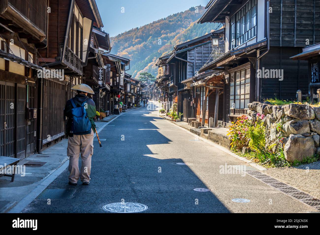 Narai Old Post Town with Wooden Buildings, Japan Stock Photo - Alamy
