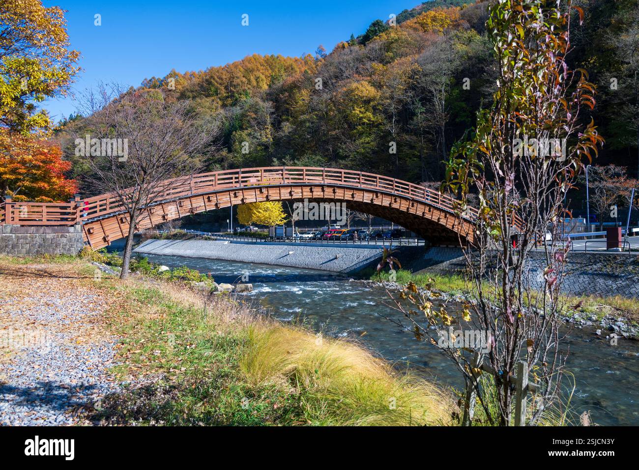 Kiso-no-Ohashi Bridge at Narai Old Post Town, Japan Stock Photo - Alamy