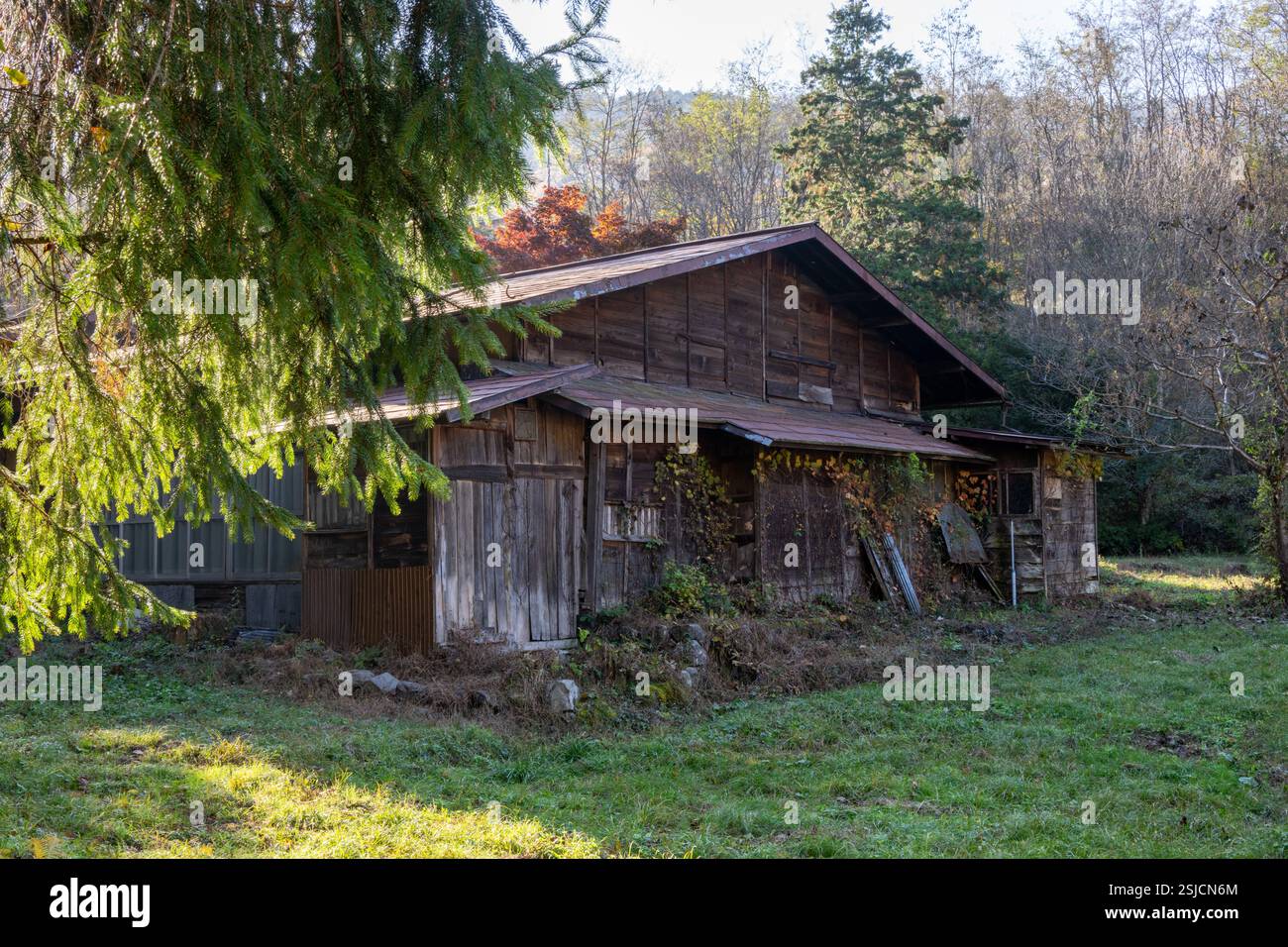 Rural Wooden Barn on a farm in the Japanese Alps Stock Photo - Alamy