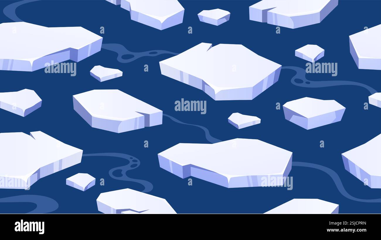 Seamless ice floes pattern. Arctic cold water with drift ice or frozen ...
