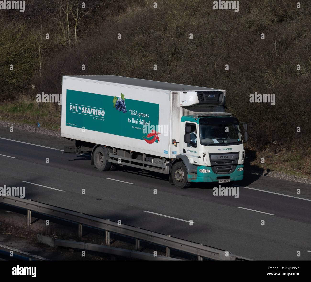 PML Seafrigo DAF lorry on the M40 motorway, Warwickshire, UK Stock ...