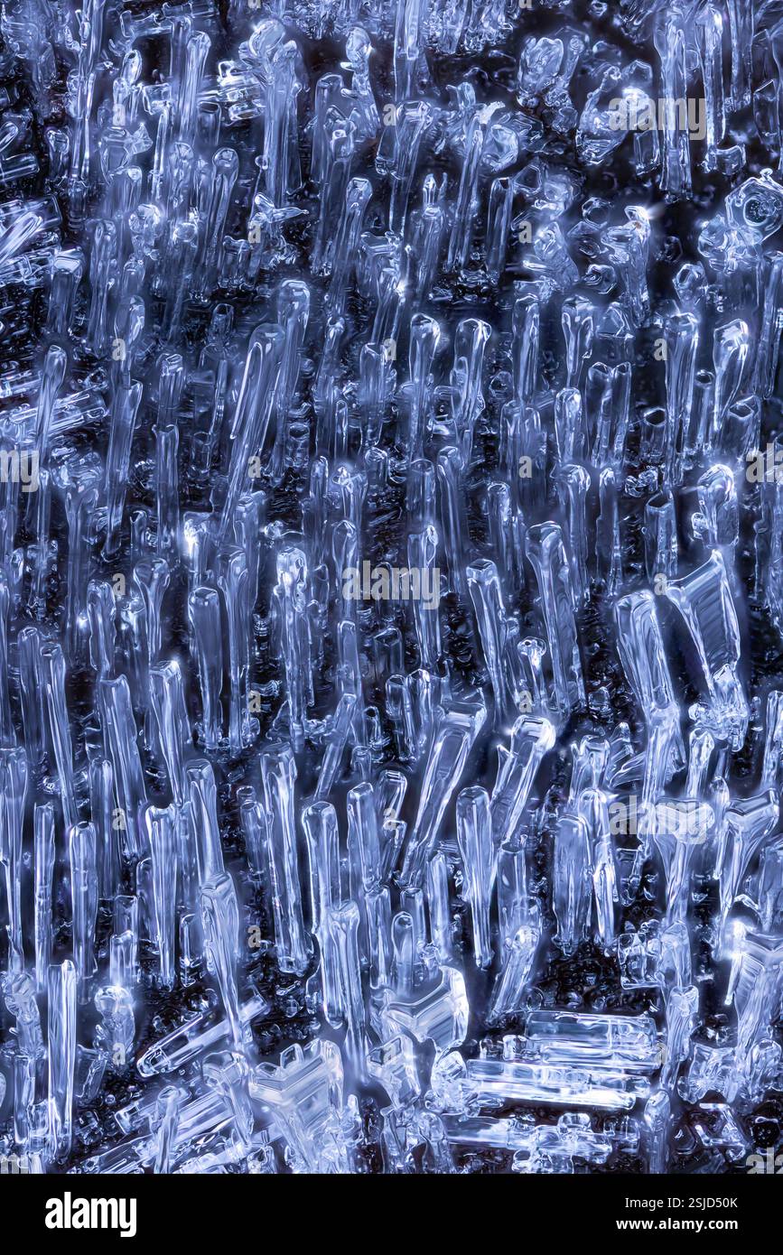 Frost Ice Crystals Formed on the wood in Nature. Abstract nature Stock ...