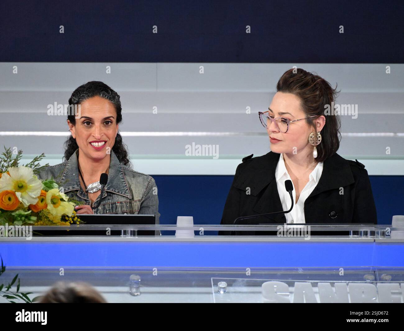 Sanremo, Italy. 11th Feb, 2025. Photocall Noa, Mira Awad. In the photo ...