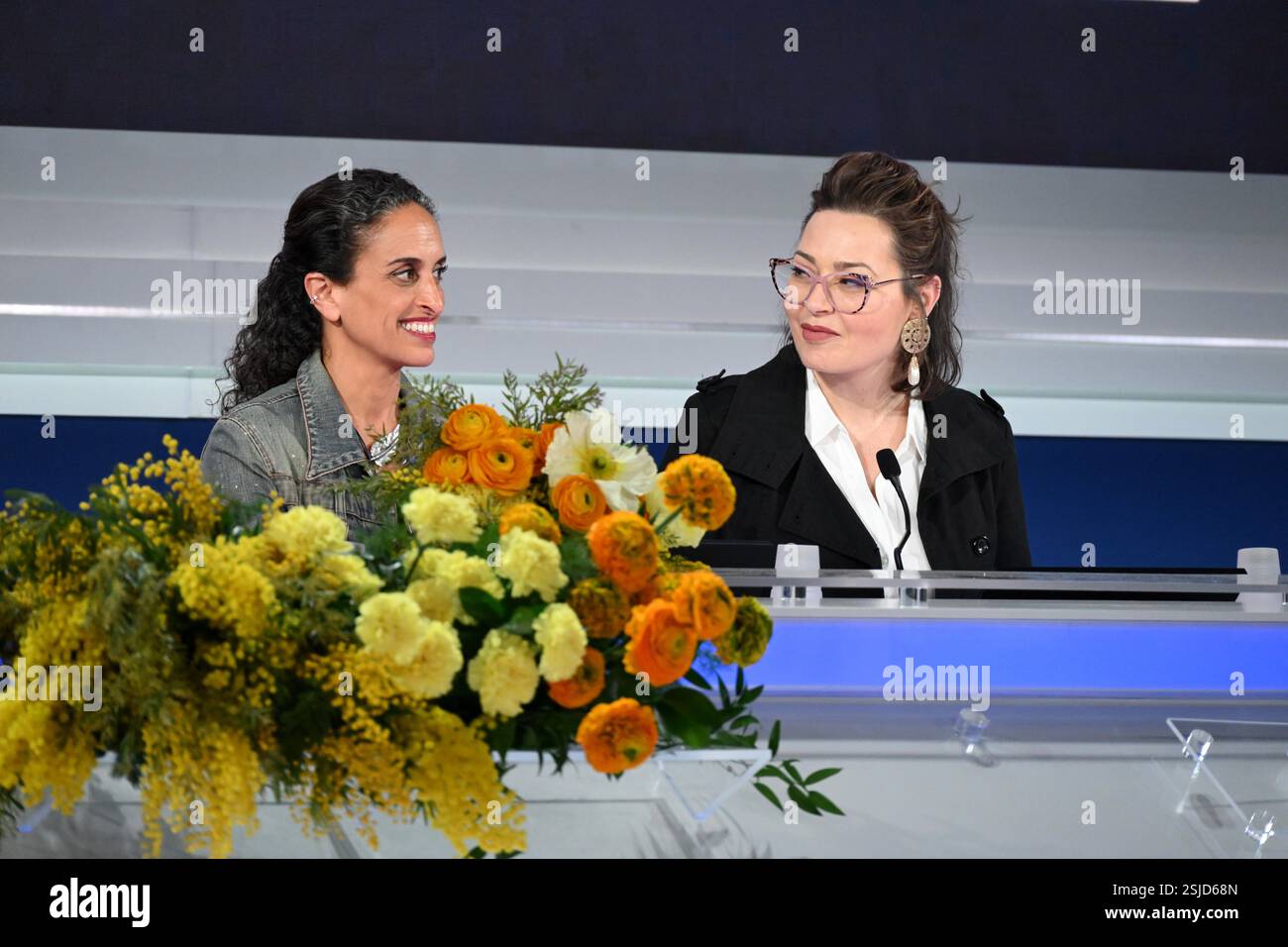 Sanremo, Italy. 11th Feb, 2025. Photocall Noa, Mira Awad. In the photo ...