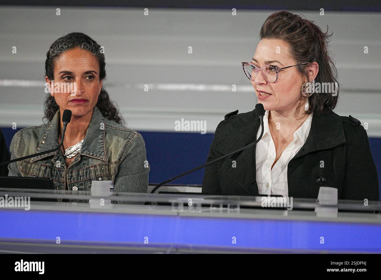 Noa and Mira Awad attend the press conference at 75th edition of the ...