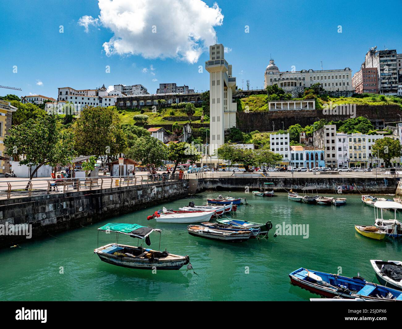 03.02.2025 Salvador de Bahia, Brazil. Colorful fishing boats anchored ...