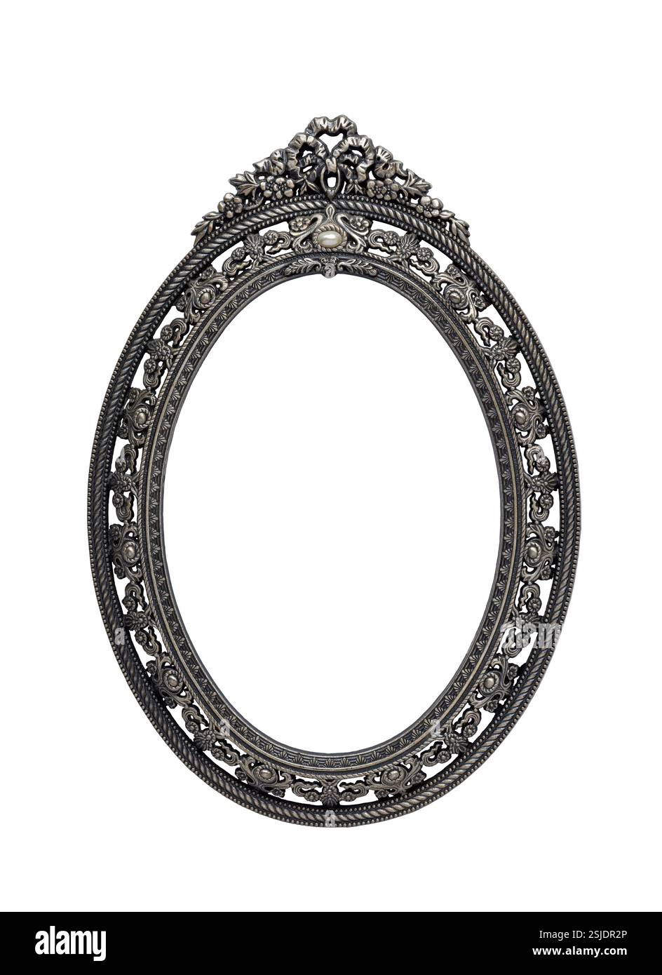 Old antique ornate oval metal victorian style picture frame isolated ...