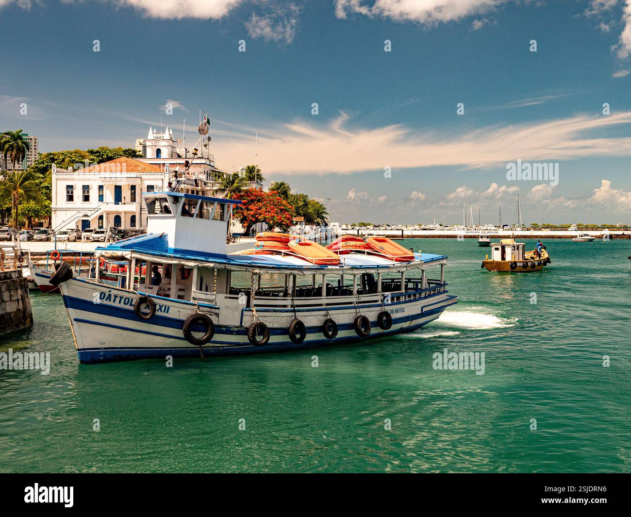 03.02.2025 Salvador de Bahia, Brazil. Colorful boats in the Port of ...