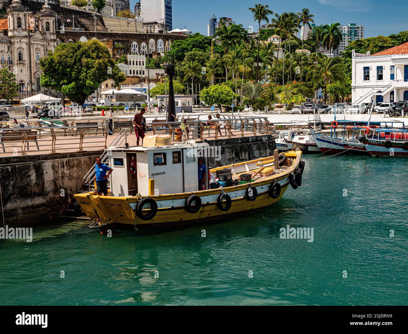 03.02.2025 Salvador de Bahia, Brazil. Colorful boats in the Port of ...