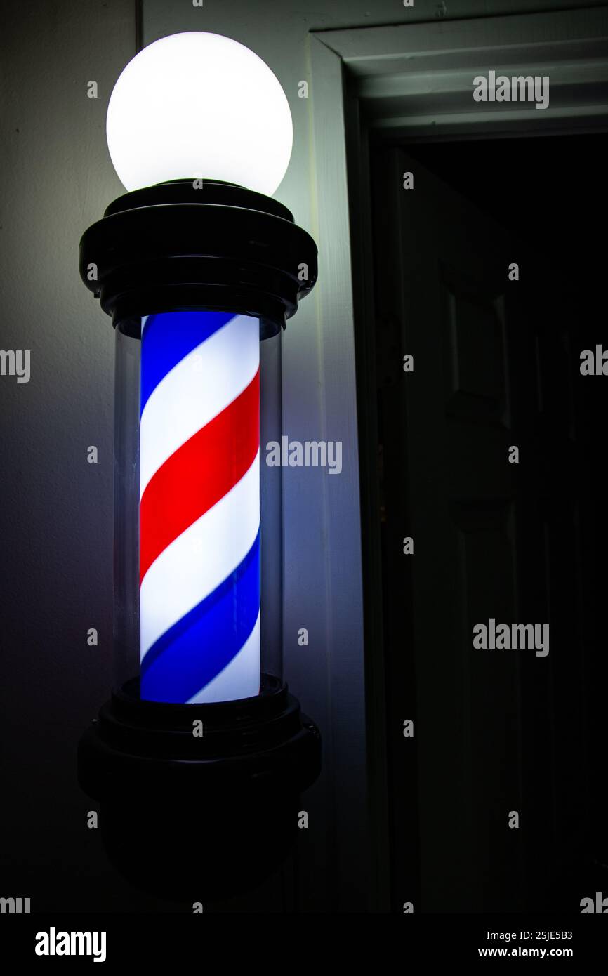 Barber pole spinning night hi-res stock photography and images - Alamy