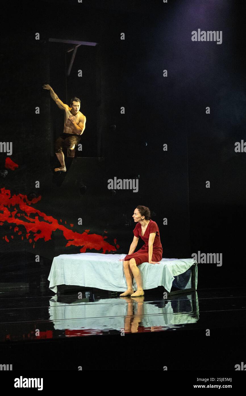 Tommy Franzen (Dionysus), Kristen McNally (Ariadne) in MINOTAUR at the ...