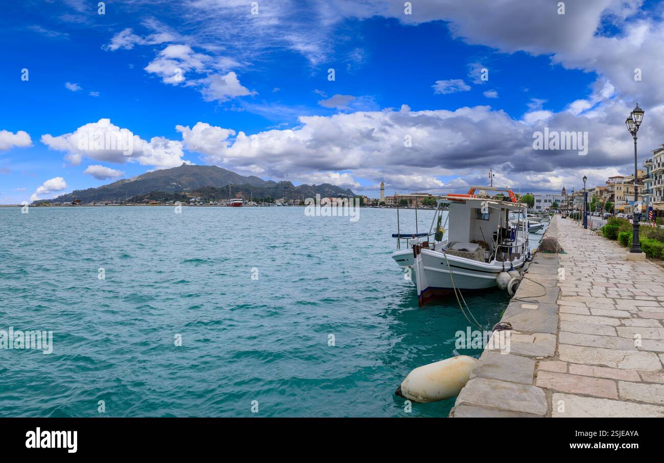 Zakynthos city in Greece: view of the port from seafront Stock Photo ...