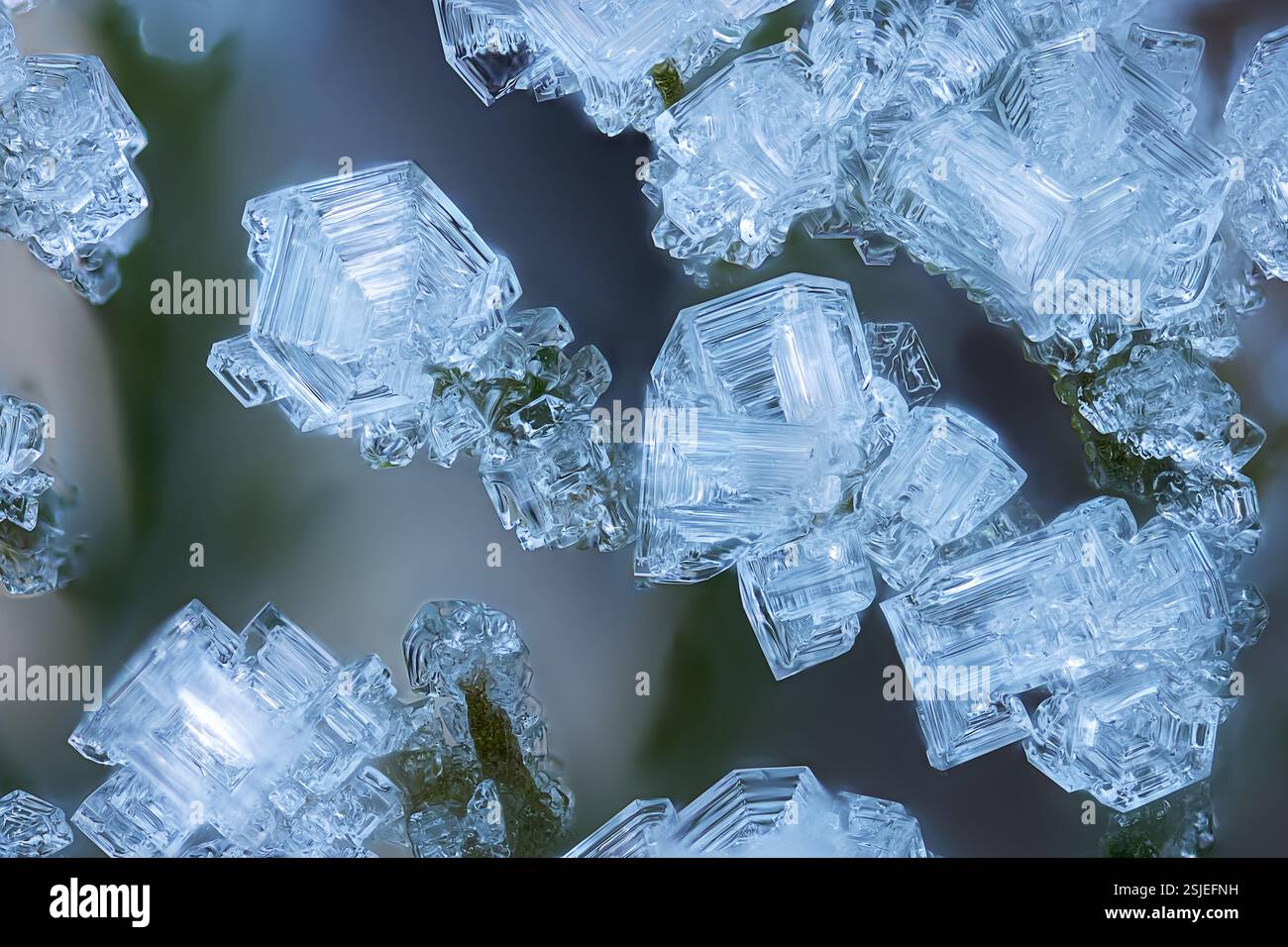 Frost Ice Crystals Formed on Winter Leaves in Nature. Abstract nature ...