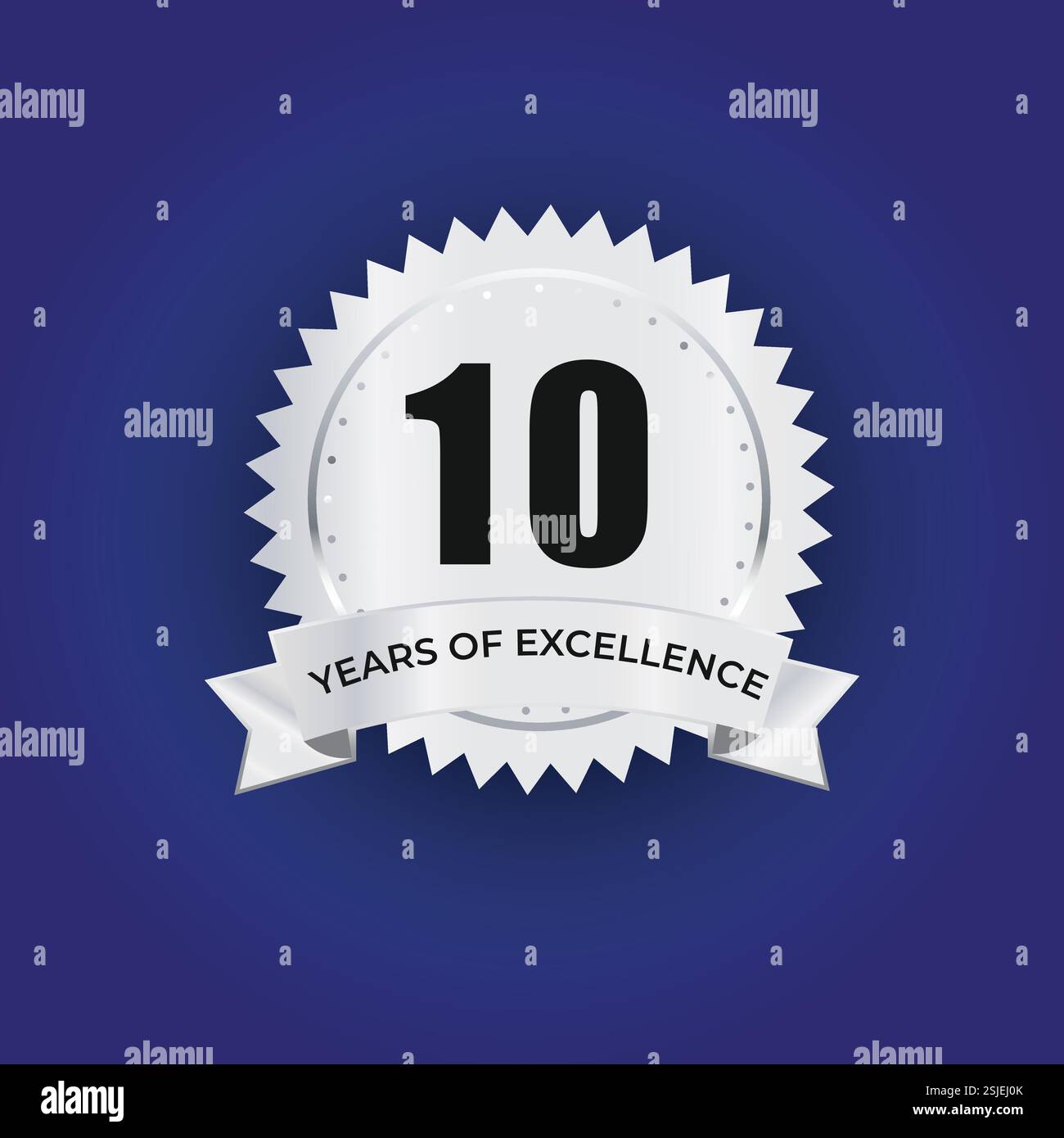 10 Years of Excellence Award Badge on Blue Background Stock Vector ...