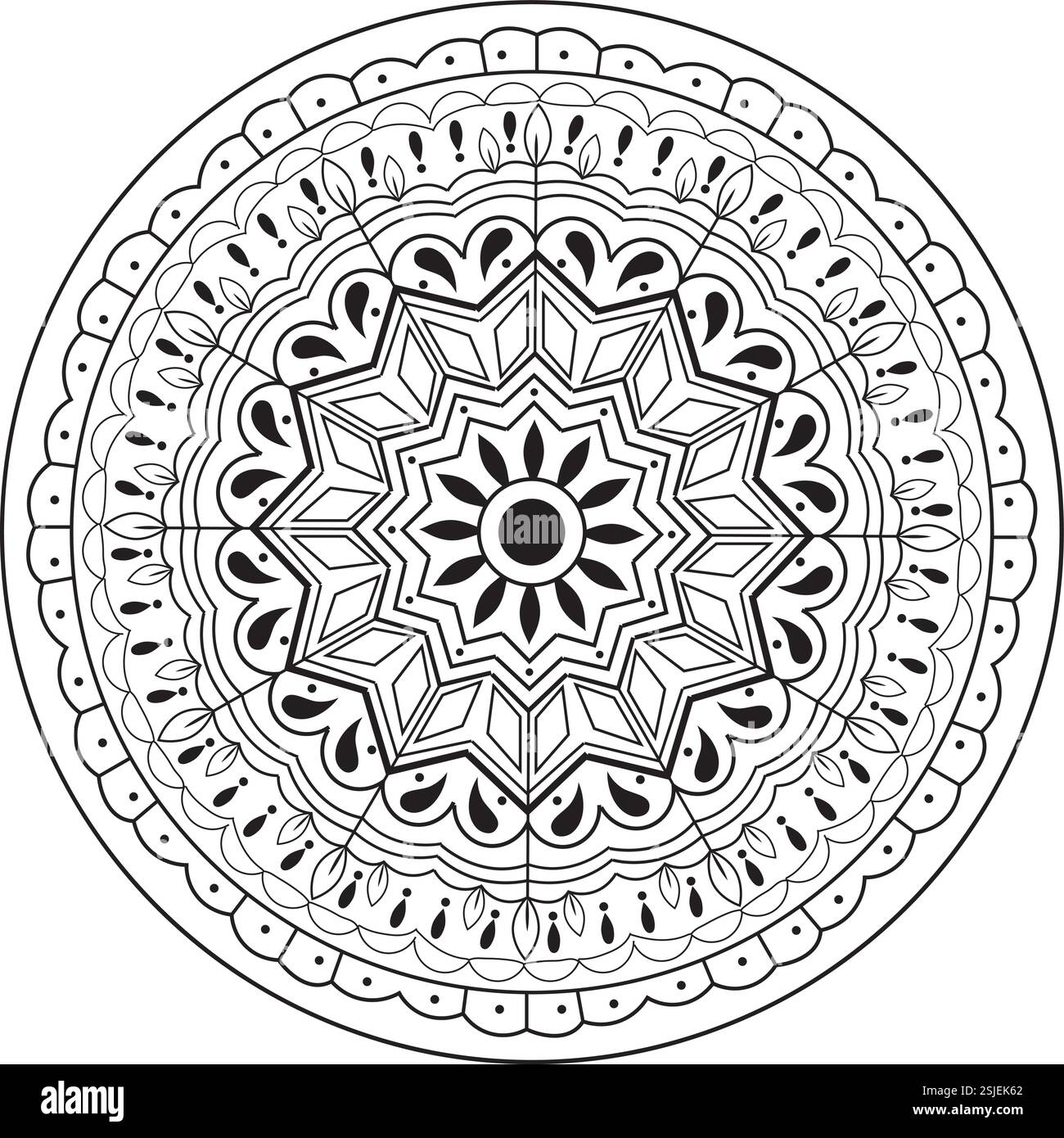 Intricate Mandala Design for Coloring and Art Therapy Stock Vector ...