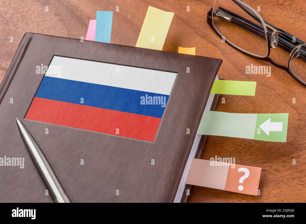 Appointment calendar with the flag of Russia Stock Photo - Alamy